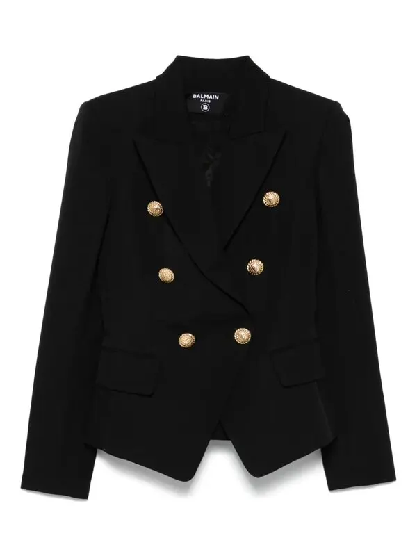 Balmain Double-breasted Wool Fitted Jacket - Black