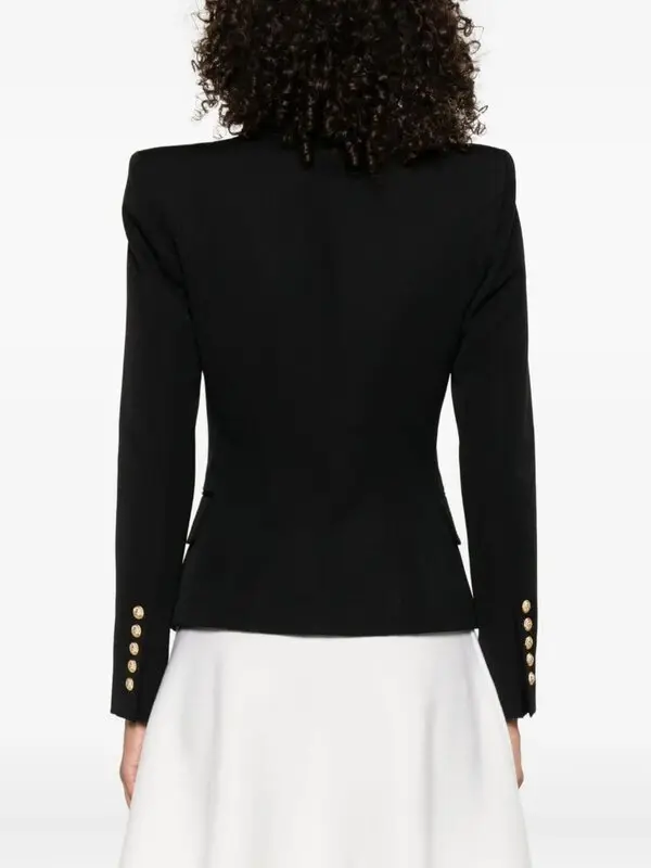 Balmain Double-breasted Wool Fitted Jacket - Black