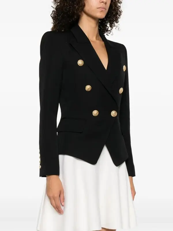 Balmain Double-breasted Wool Fitted Jacket - Black