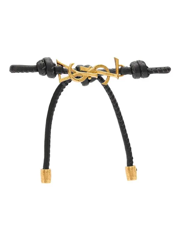 Saint Laurent Cassandre Cord Bracelet - Black