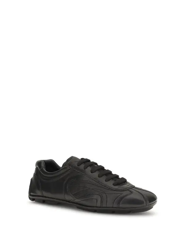 Prada Speedrock Mesh And Leather Trim Sneakers - Black