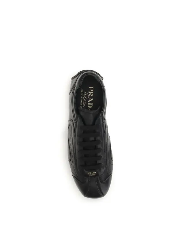 Prada Speedrock Mesh And Leather Trim Sneakers - Black