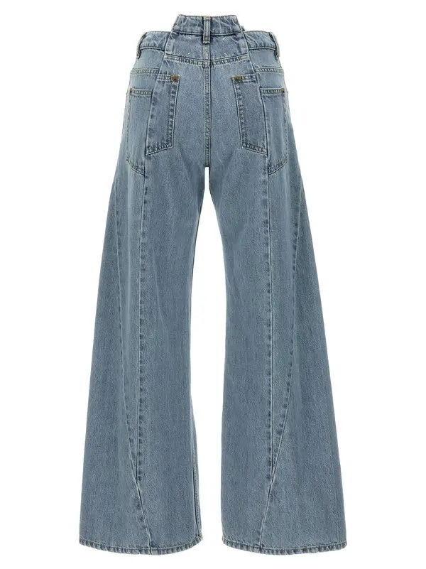 MAISON MARGIELA Asymmetrical Waist Wide Leg Jeans - Blue