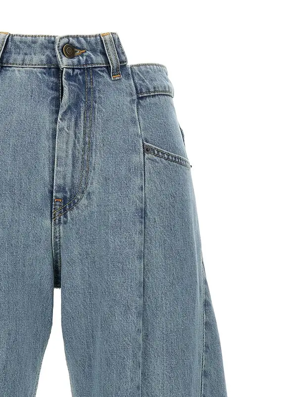 MAISON MARGIELA Asymmetrical Waist Wide Leg Jeans - Blue