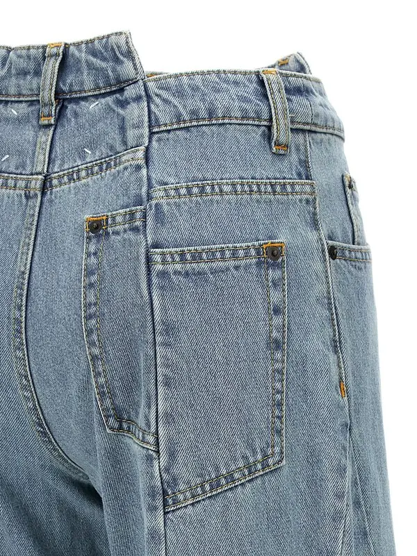 MAISON MARGIELA Asymmetrical Waist Wide Leg Jeans - Blue