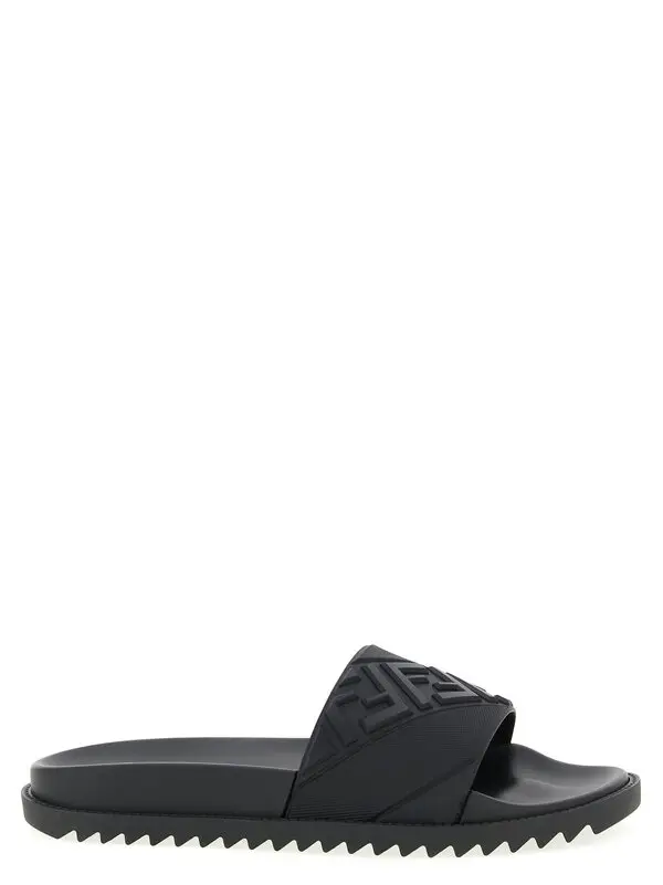Fendi Diagonal Ff Logo Band Slides