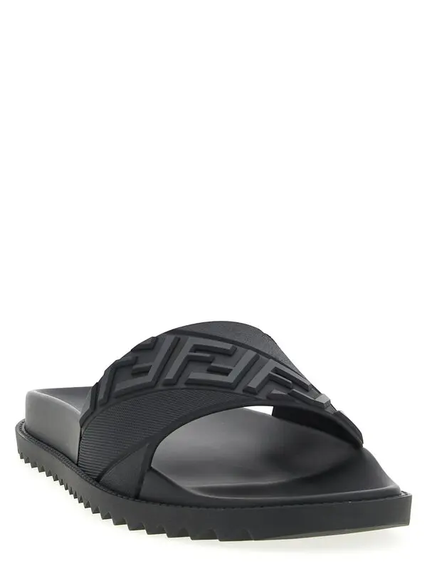 Fendi Diagonal Ff Logo Band Slides