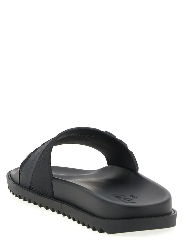 Fendi Diagonal Ff Logo Band Slides
