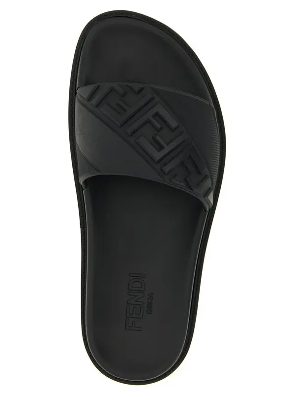 Fendi Diagonal Ff Logo Band Slides