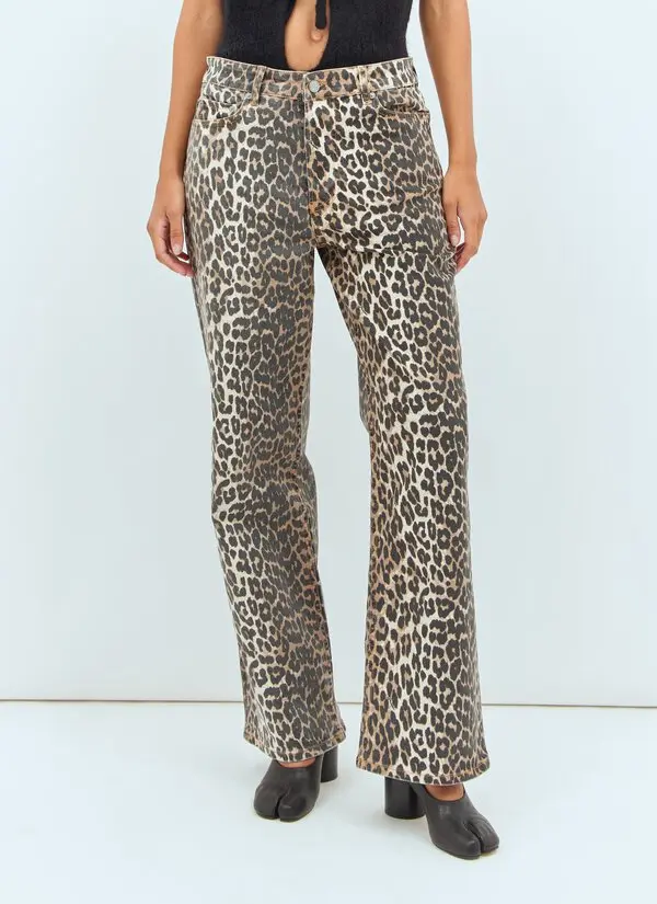 GANNI Leopard Print Izey Pants - Brown