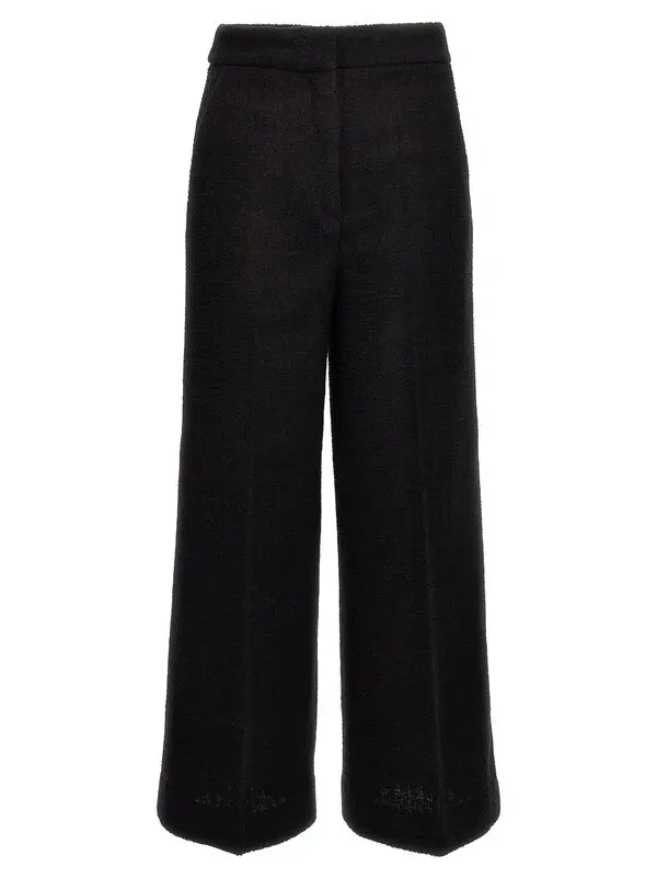 Moschino Cropped Bouclè Wool Blend Pants - Black