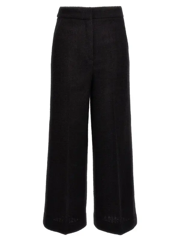 Moschino Cropped Bouclè Wool Blend Pants - Black