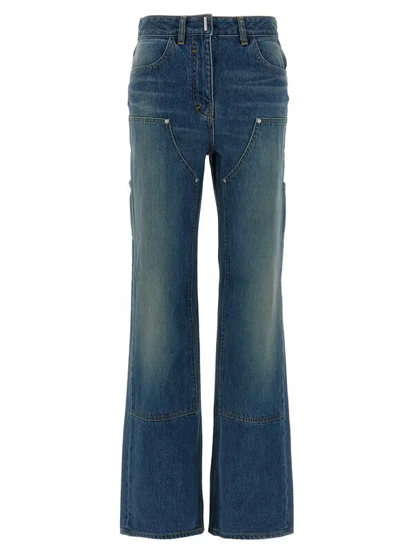 Givenchy Wide Leg Jeans With Flap Detail - Blue