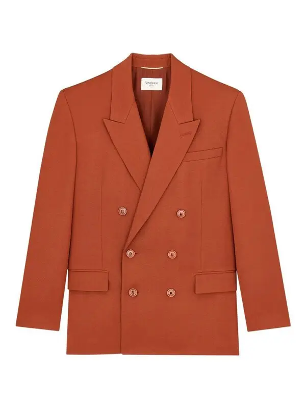 Saint Laurent Double-breasted Jacket In Wool Gabardine