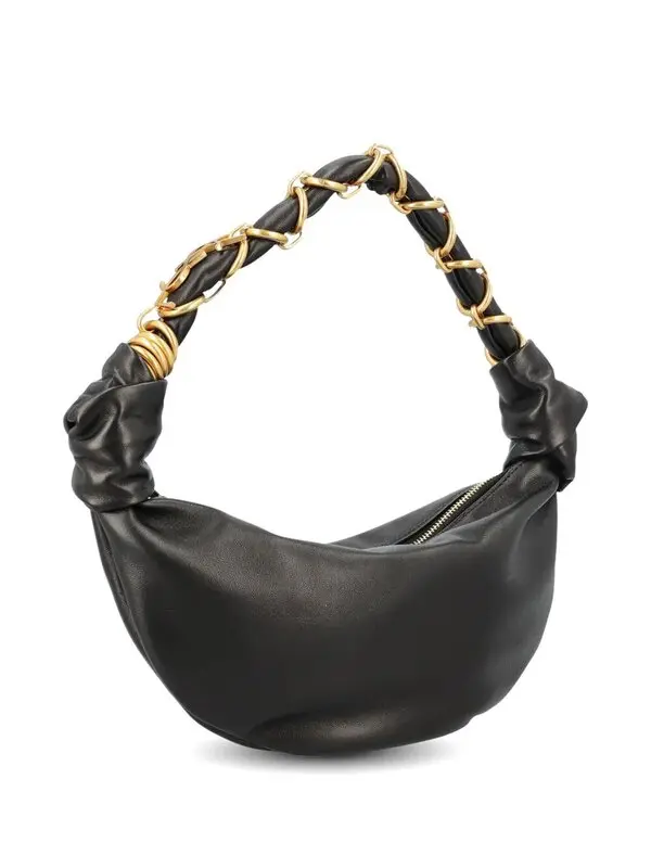 Saint Laurent Amalia Mini Hobo Bag In Lambskin With Gold Tone Chain Detail - Black