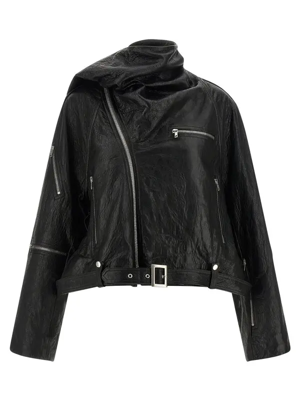 Rick Owens Cropped Scarf Flight Jacket - Black
