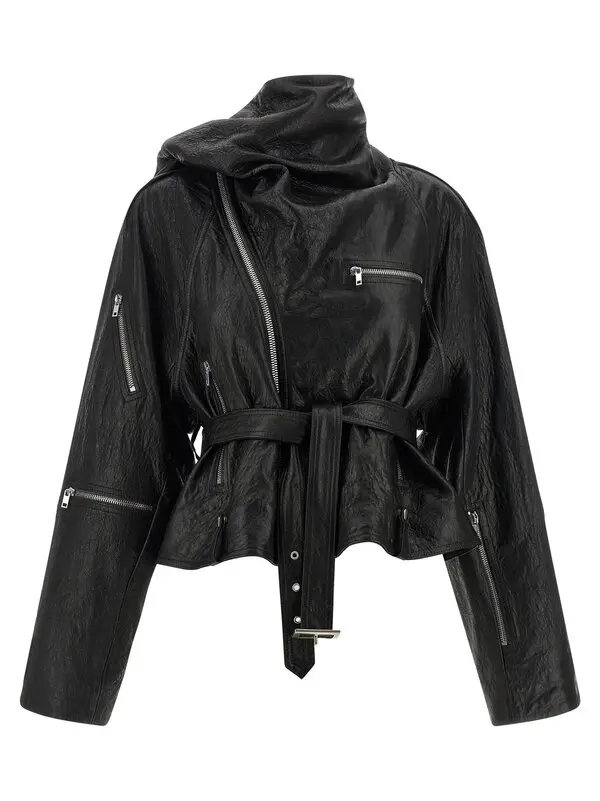 Rick Owens Cropped Scarf Flight Jacket - Black