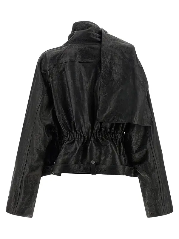 Rick Owens Cropped Scarf Flight Jacket - Black