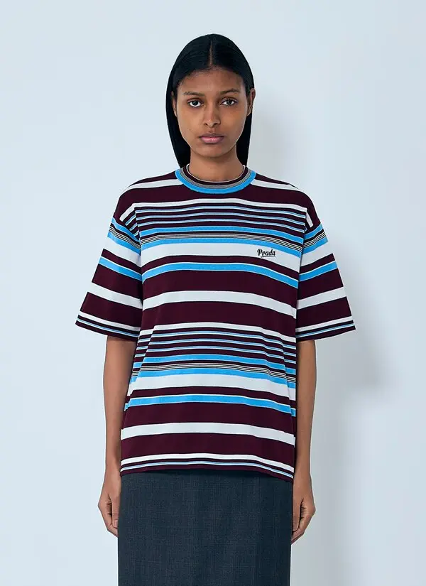 Prada Striped Crewneck T-shirt - Red
