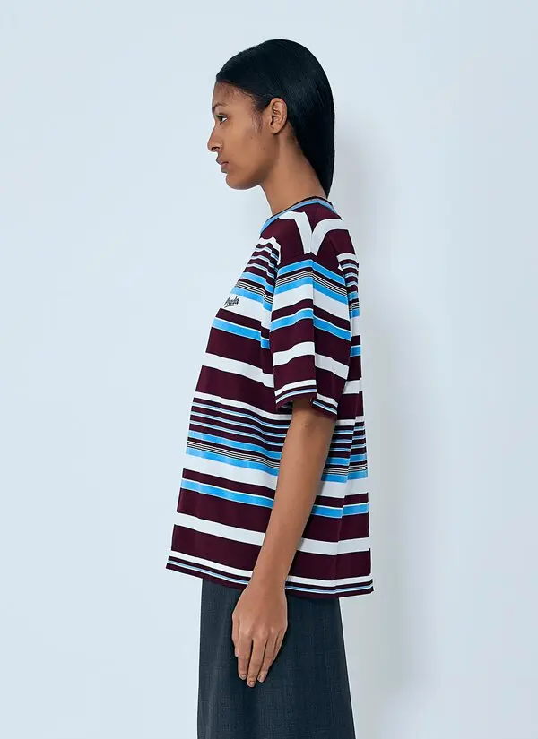 Prada Striped Crewneck T-shirt - Red