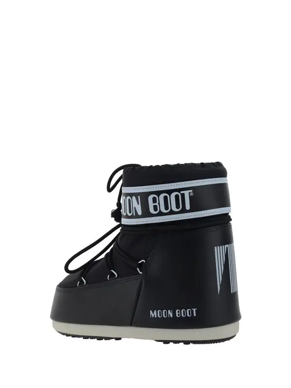 Moon Boot Icon Low Faux Fur Trimmed Lace-up Boots - Black