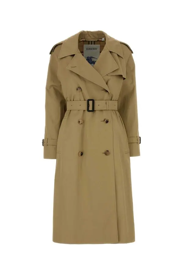 Burberry Beige Gabardine Trench Coat - Brown