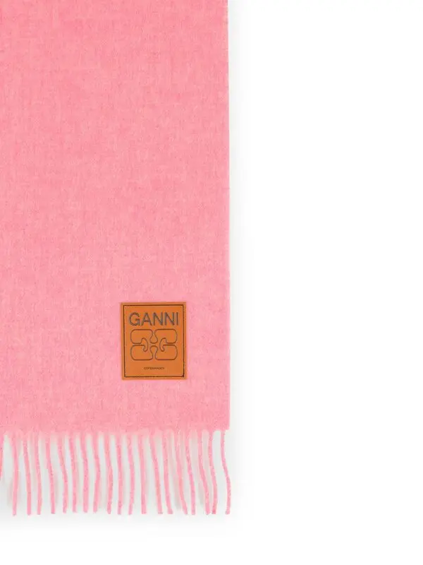 GANNI Virgin Wool Scarf - Pink