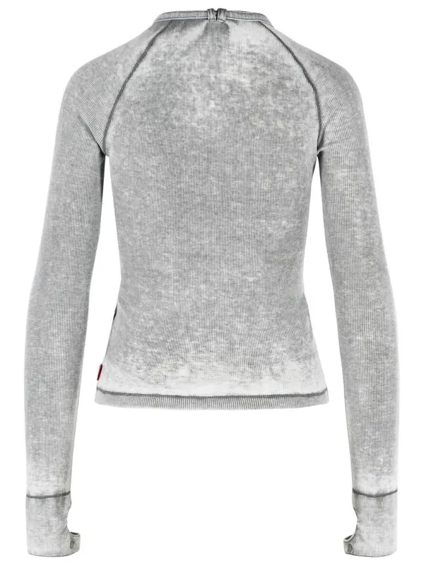 DIESEL® Ribbed Fitted Pullover With Partial Zip - Gray