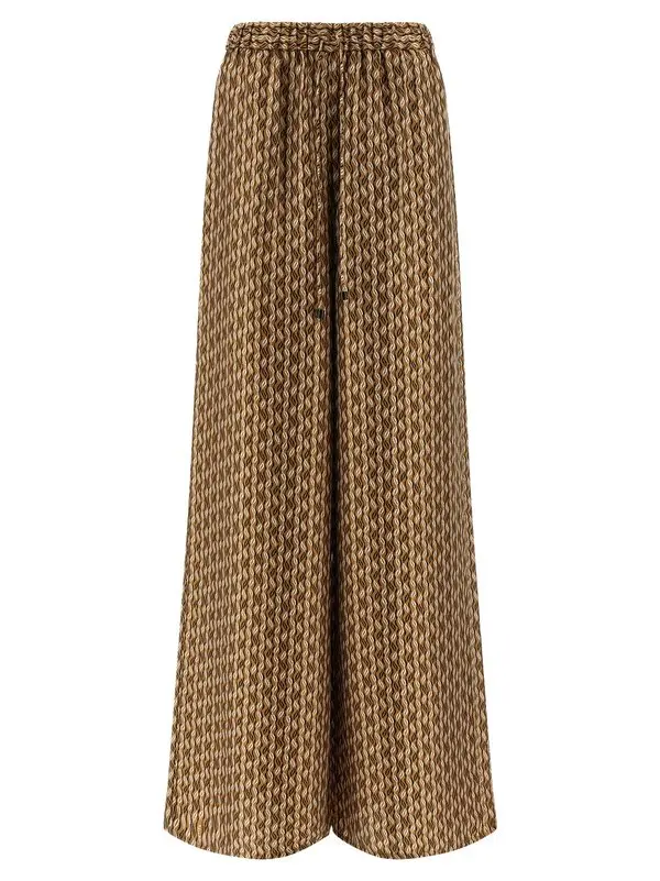 Max Mara Silk Printed Wide-leg Trousers - Brown