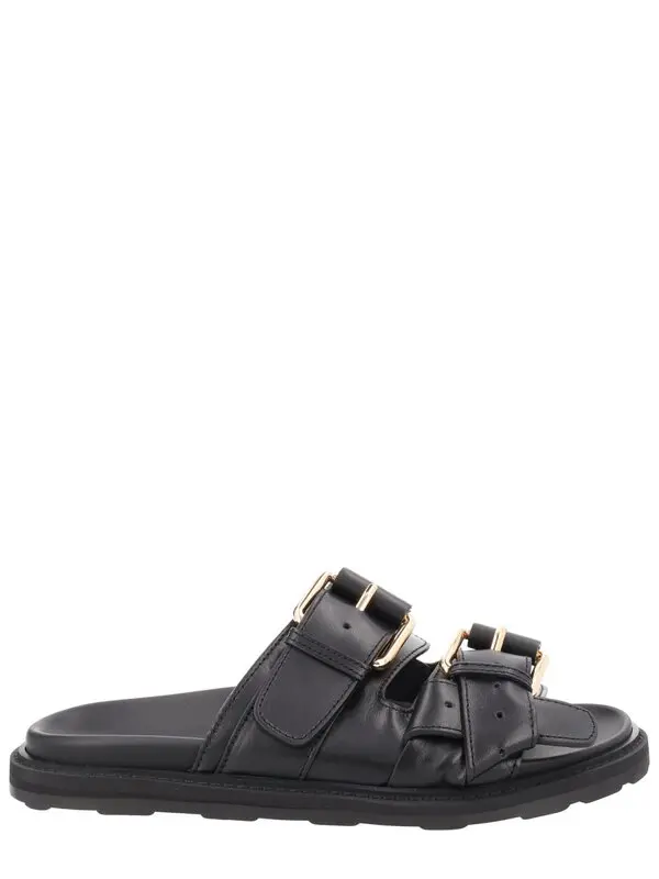 Moschino Leather Buckled Sandals - Black