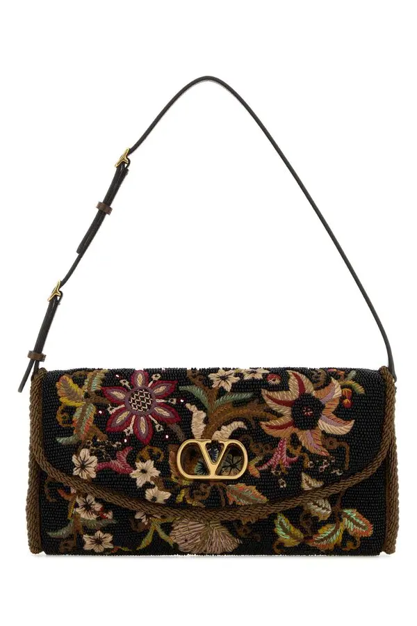Valentino Garavani Embellished Fabric Vlogo Signature Shoulder Bag - Multicolor