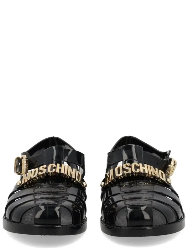 Moschino Jelly Sandals With Gold Tone Logo