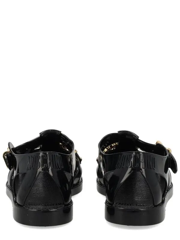Moschino Jelly Sandals With Gold Tone Logo