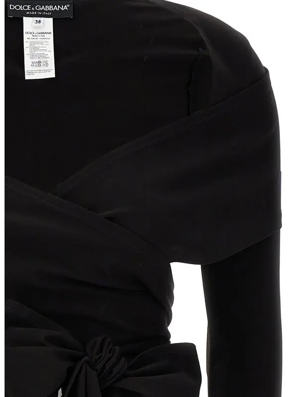 Dolce & Gabbana Stretch Fabric Cropped Top With Bow Detail