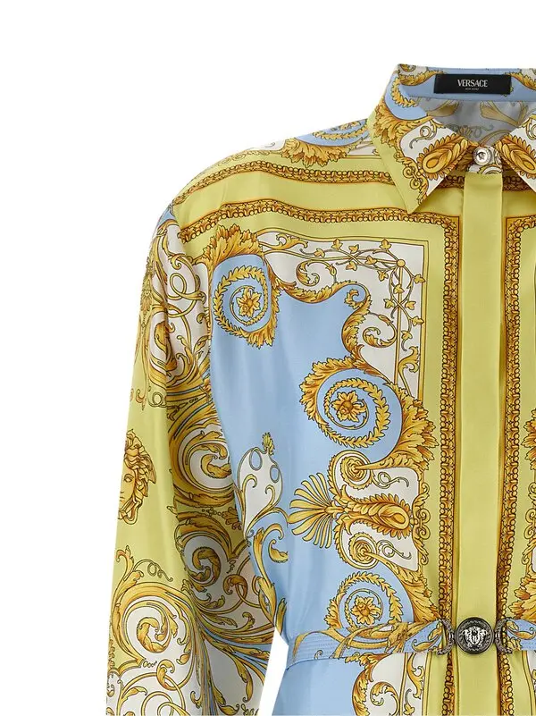 Versace Spring Barocco Print Silk Twill Midi Dress