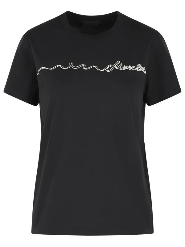 Moncler Cotton T-shirt With Contrast Print And Logo Patch