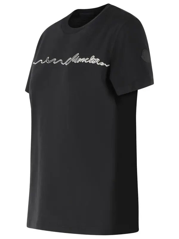 Moncler Cotton T-shirt With Contrast Print And Logo Patch
