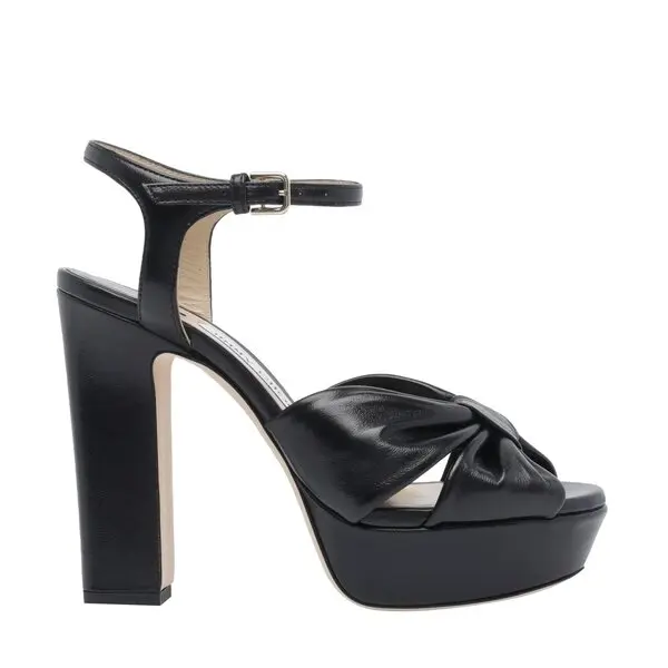 JIMMY CHOO Heloise Open Toe Block Heel Sandals - Black