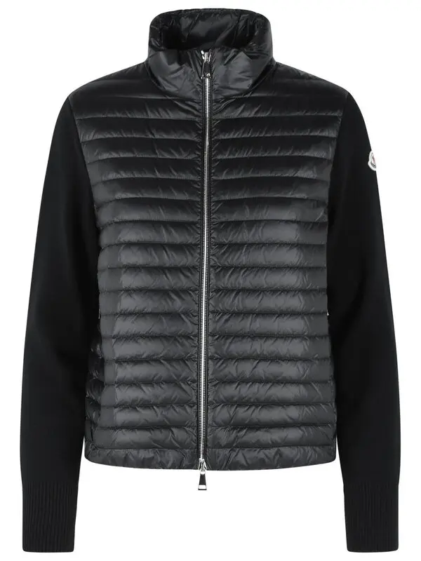 Moncler Padded Virgin Wool Cardigan With Zip Closure