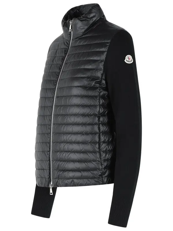 Moncler Padded Virgin Wool Cardigan With Zip Closure