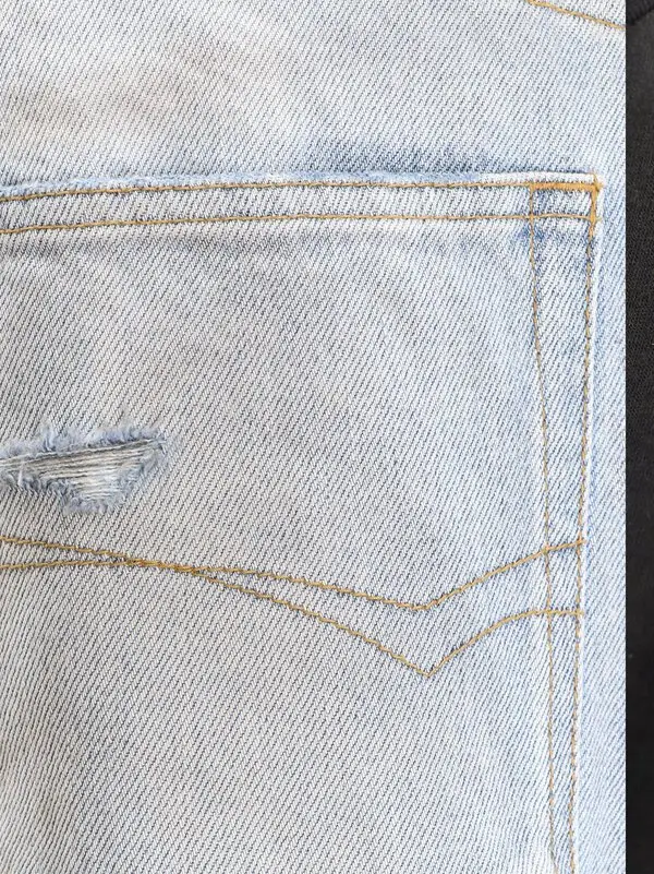 Balenciaga Wide Leg Distressed Jeans - Blue