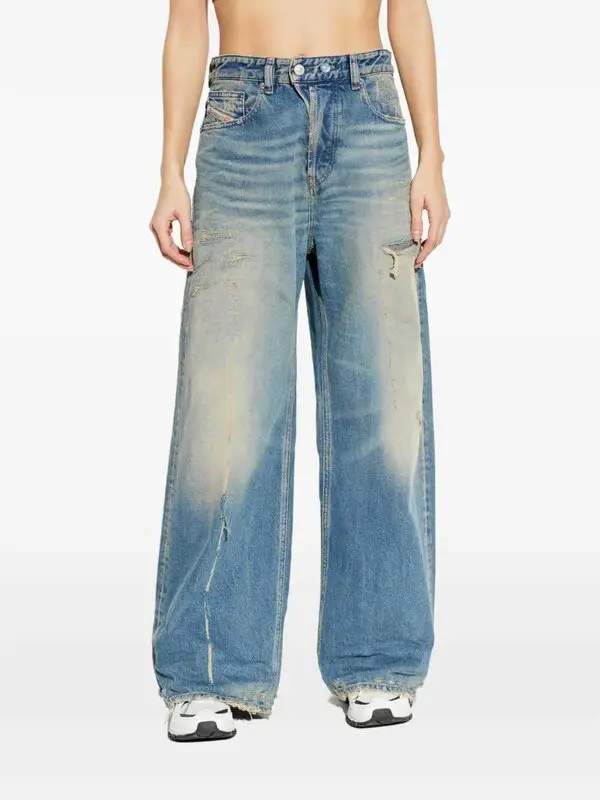 DIESEL® 1996 D-sire 09n29 Distressed Wide Leg Jeans - Blue