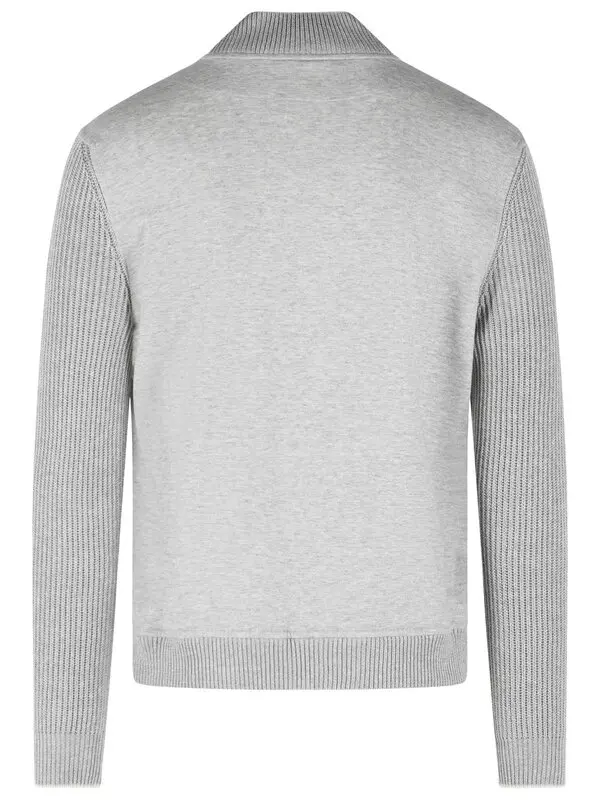 Eleventy Grey Cotton And Linen Zip-up Bomber Jacket - Gray