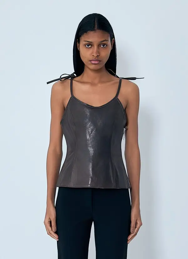Our Legacy Leather Corset Tank Top - Brown