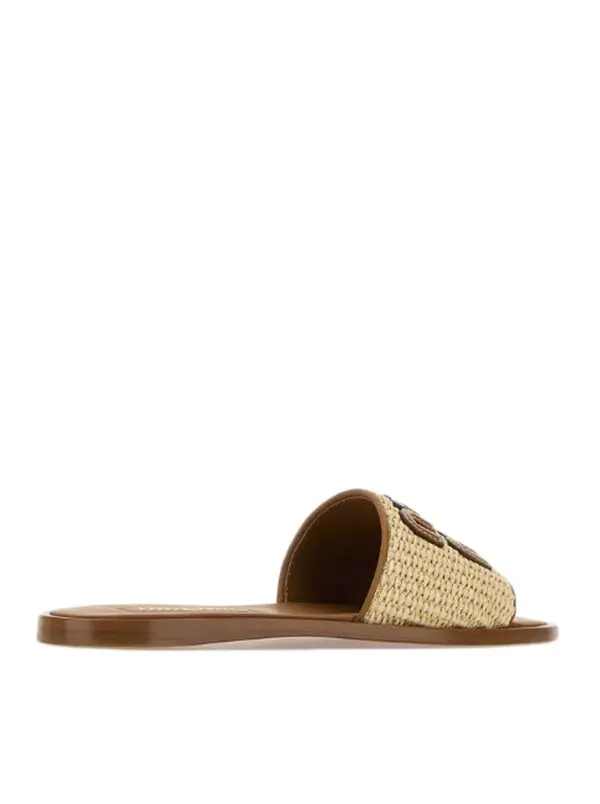 Miu Miu Raffia And Leather Lettering Slippers