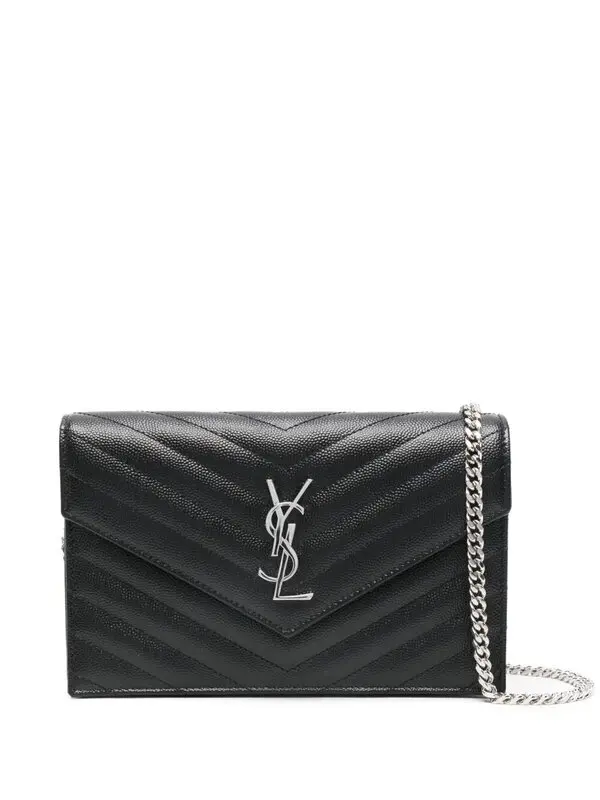 Saint Laurent Cassandre Envelope Chain Wallet - Black
