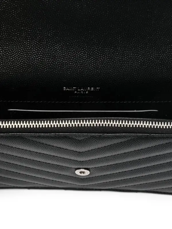 Saint Laurent Cassandre Envelope Chain Wallet - Black