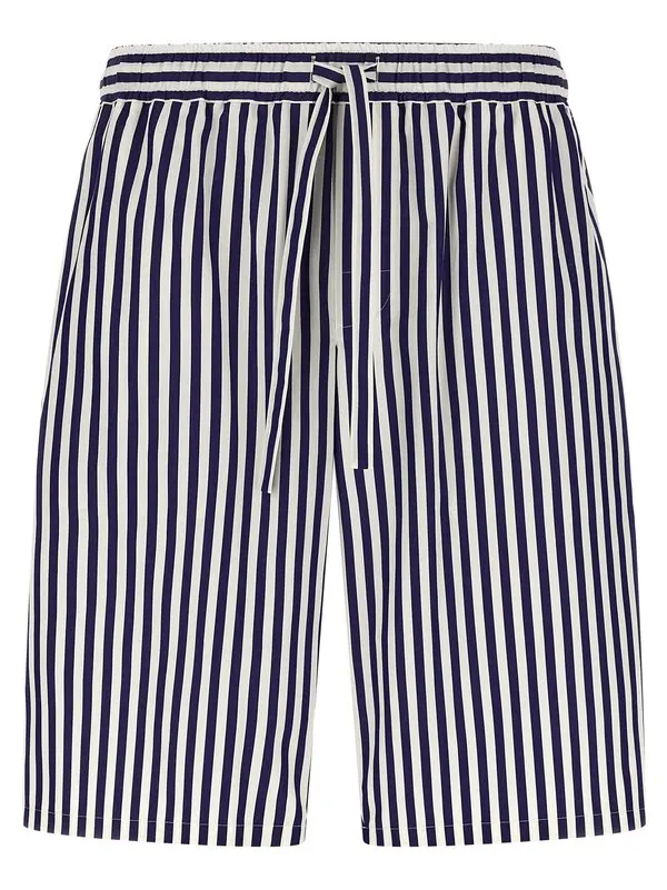Dolce & Gabbana Striped Cotton And Silk Blend Bermuda Shorts - Blue
