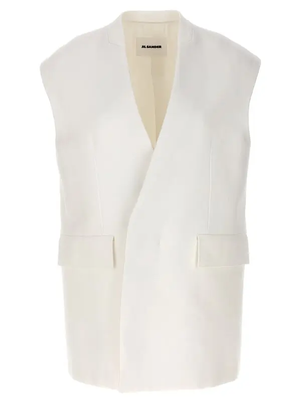 JIL SANDER Oversize Tailored Vest - White