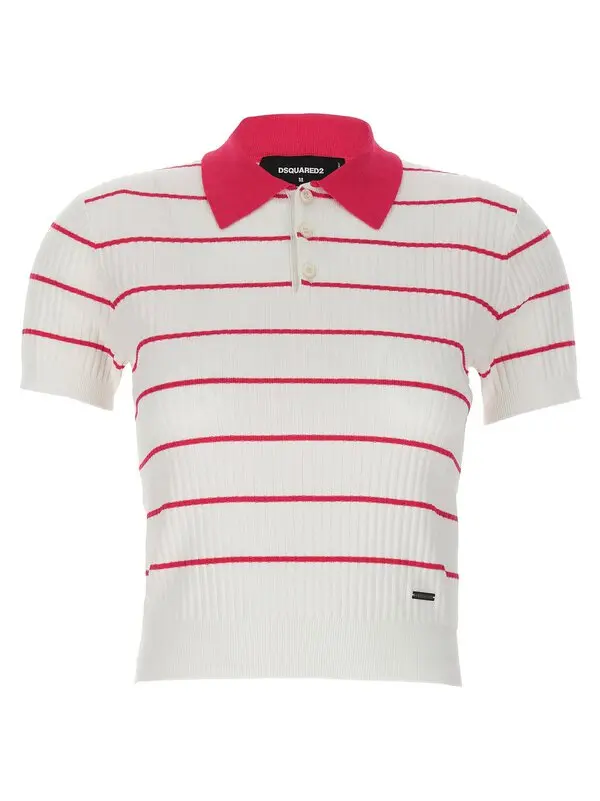 Dsquared2 Striped Ribbed Polo Shirt